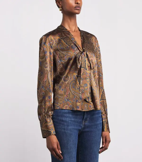 Veronica Beard Stretch-silk Paisley Francine Blouse - Brown