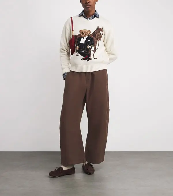 Polo Ralph Lauren Cotton Curved Tapered Trousers - Brown