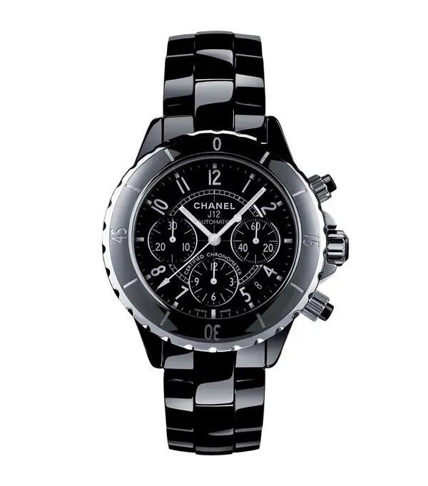 Chanel Ceramic And Steel J12 Chronograph Watch - Black