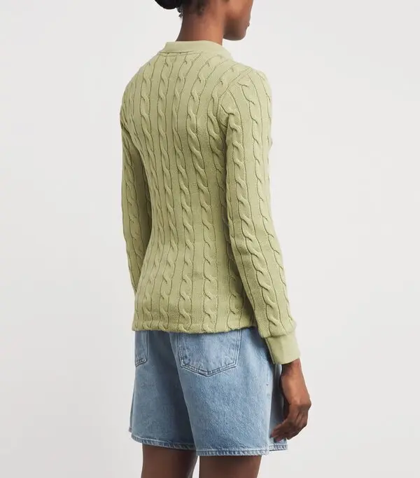 Polo Ralph Lauren Cotton Cable-knit Long-sleeve Polo Shirt - Green