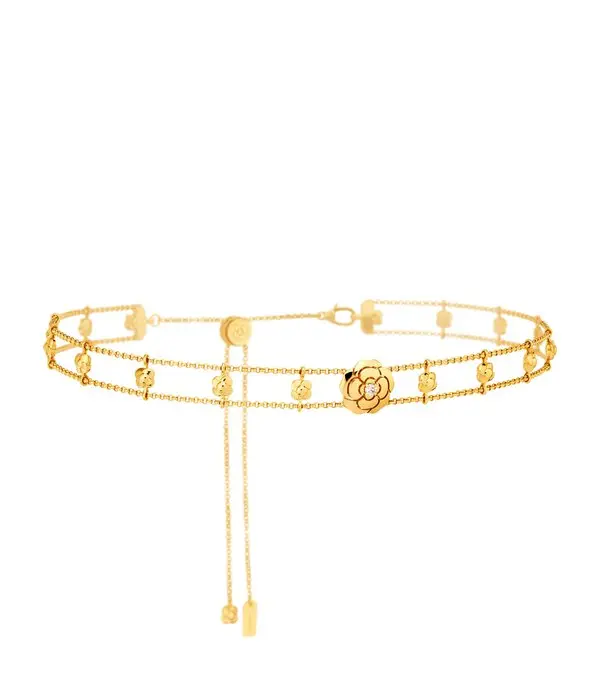 Chanel Gold And Diamond Extrait De Camélia Supple Choker - Yellow