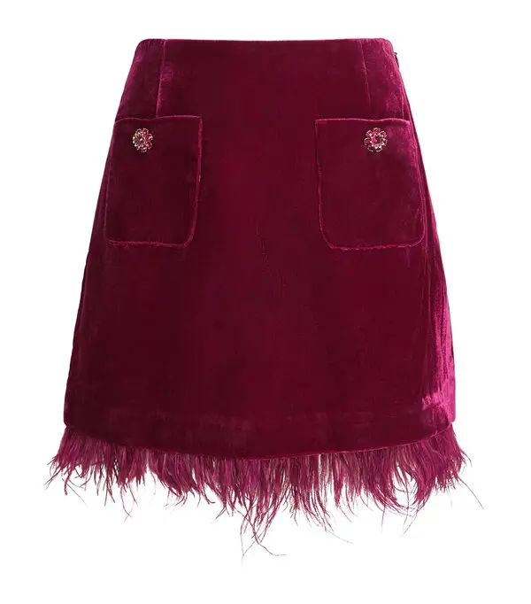 Cinq À Sept Velvet Mini Skirt - Red