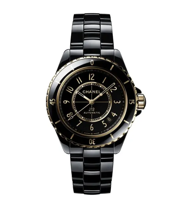 Chanel J12 Ceramic And Yellow Gold Watch - Black