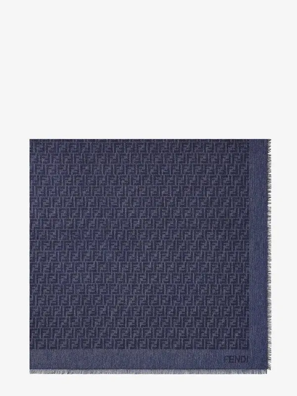 Fendi Ff Cotton And Wool Shawl - Blue