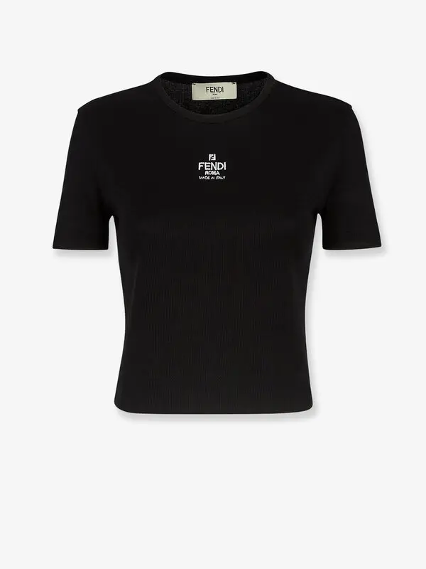 Fendi Ribbed Cotton T-shirt - Black