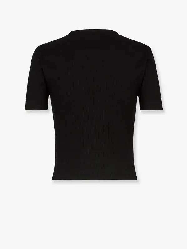 Fendi Ribbed Cotton T-shirt - Black