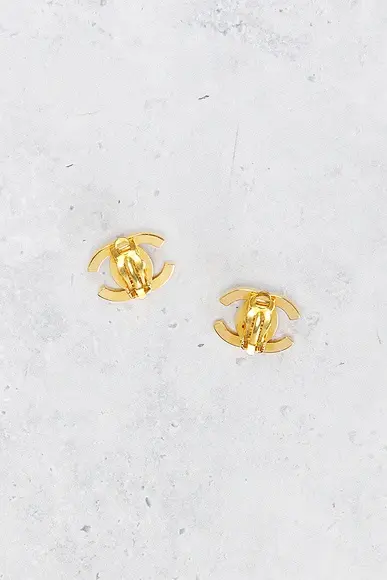 Chanel 1996 Cc Rhinestone Clip-on Earrings