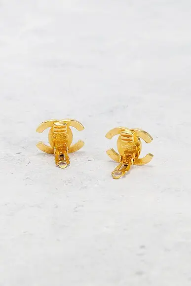 Chanel 1996 Cc Rhinestone Clip-on Earrings