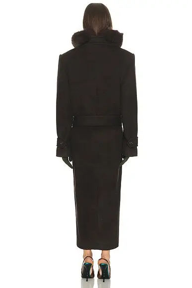 HELSA Bold Shoulder Long Coat - Espresso