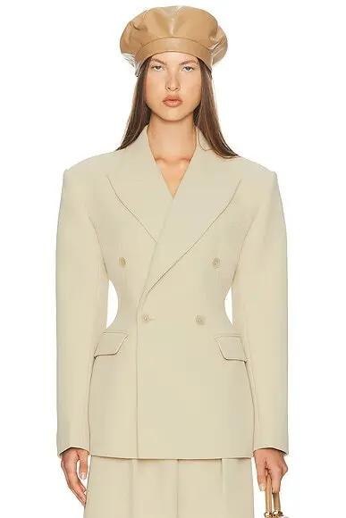 HELSA The Double Breasted Curve Jacket In Very Heavy Crepe