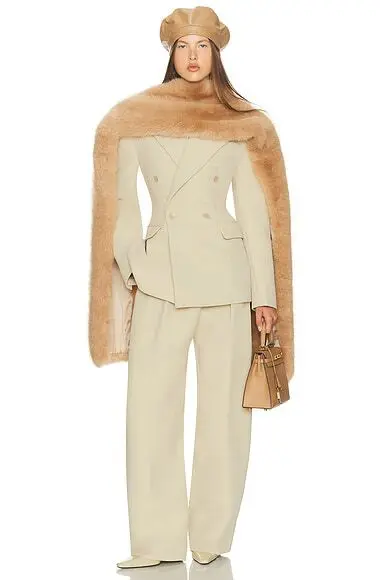 HELSA The Double Breasted Curve Jacket In Very Heavy Crepe