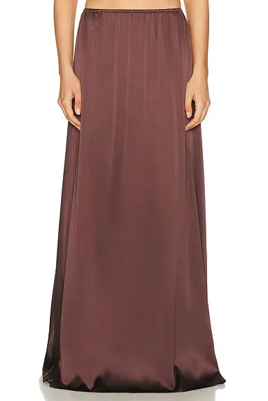 HELSA Silk Charmeuse Maxi Skirt - Fudge