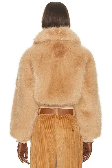 HELSA Faux Fox Bomber Jacket - Bisque