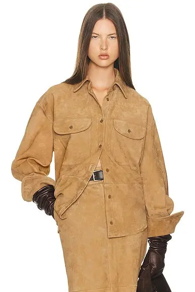 HELSA Suede Overshirt - Caramel