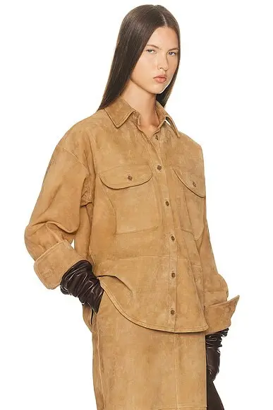 HELSA Suede Overshirt - Caramel