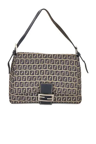 Fendi Zucchino Mama Baguette Shoulder Bag - Black