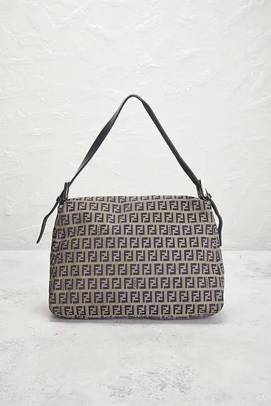 Fendi Zucchino Mama Baguette Shoulder Bag - Black