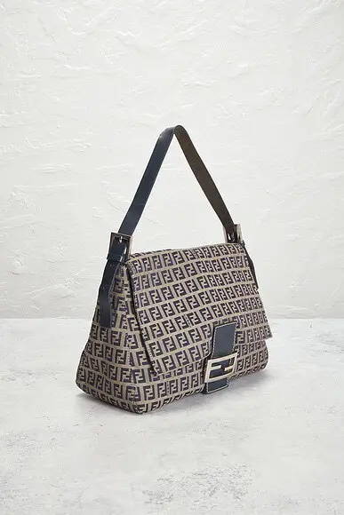 Fendi Zucchino Mama Baguette Shoulder Bag - Black