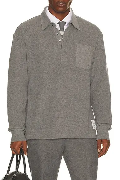 Thom Browne Rugby Polo With Bar - Medium Grey