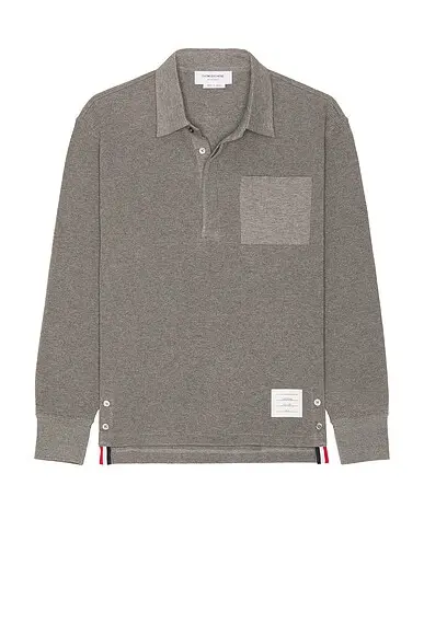 Thom Browne Rugby Polo With Bar - Medium Grey