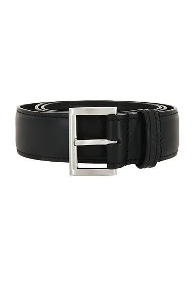 ST. AGNI Leather Belt With Silver-tone Buckle