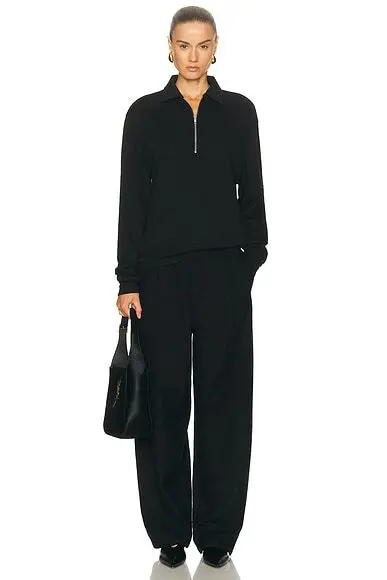 Eterne Zip-up Polo Sweatshirt - Black