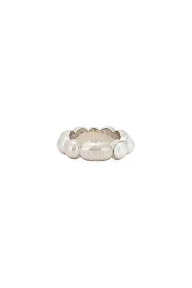 Alexander McQueen Skull & Pearl Ring In Sterling