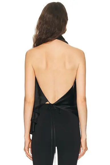 Wardrobe.NYC Satin Halter Blouse