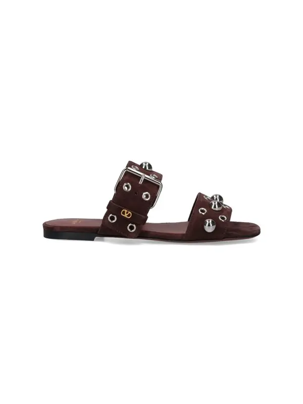 Valentino Garavani Nellcôte Studs Sandals - Brown