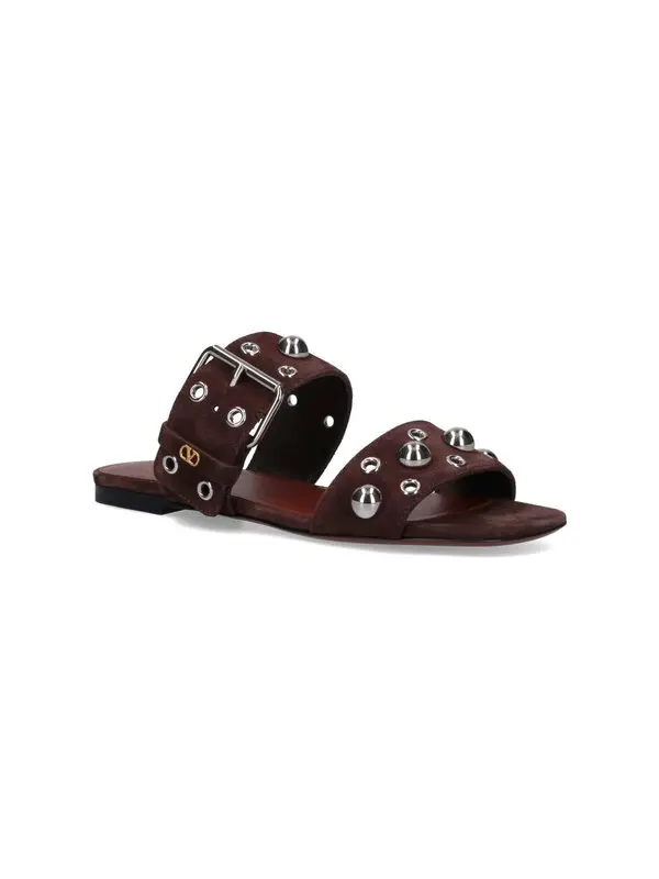 Valentino Garavani Nellcôte Studs Sandals - Brown