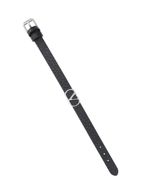 Valentino Garavani Vlogo Signature Leather Bracelet - Black