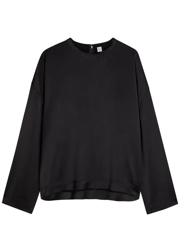 TOTEME Draped Satin Top - Black