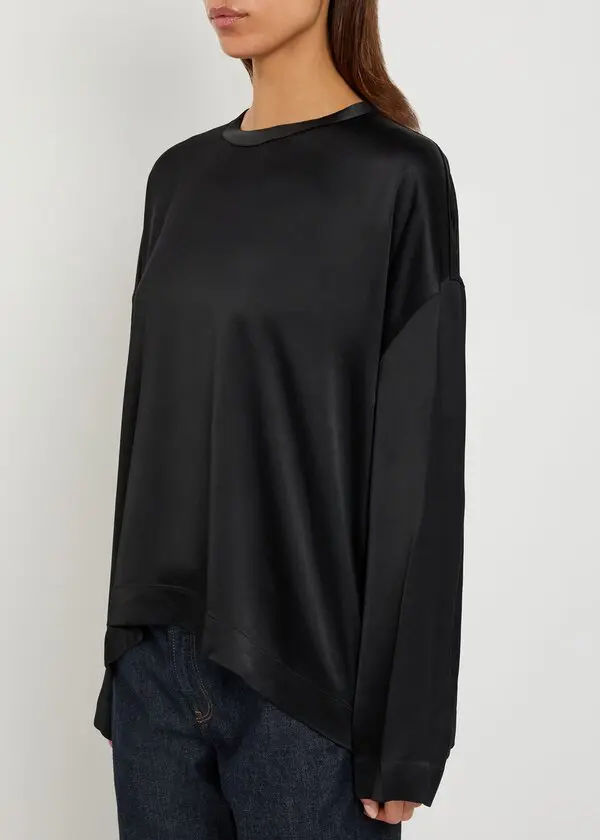 TOTEME Draped Satin Top - Black