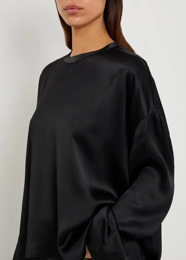 TOTEME Draped Satin Top - Black