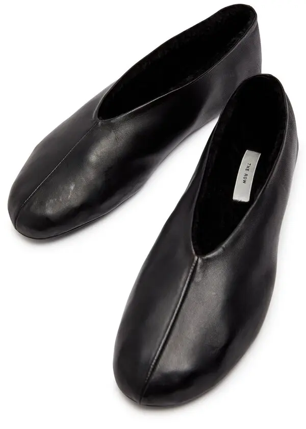 THE ROW Stella Shearling-lined Leather Ballet Flats
