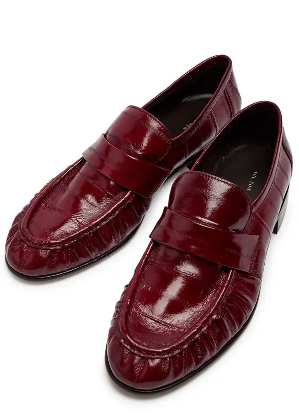 THE ROW Soft 25 Patent Loafers - Burgundy