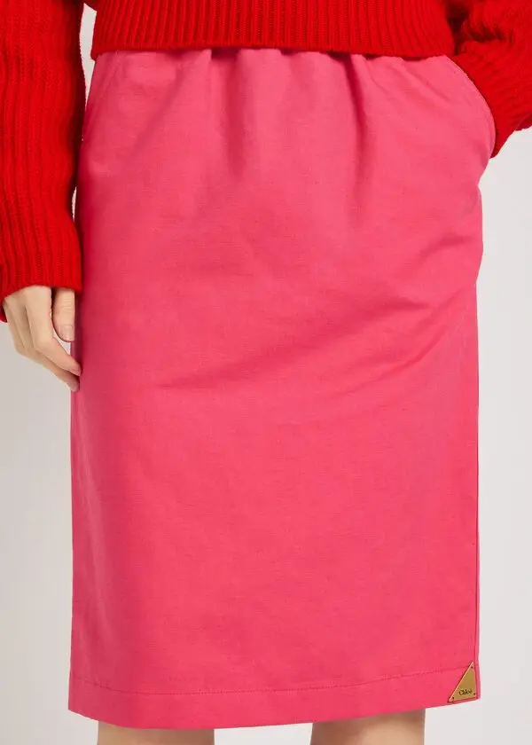 Chloé Cotton And Linen-blend Skirt
