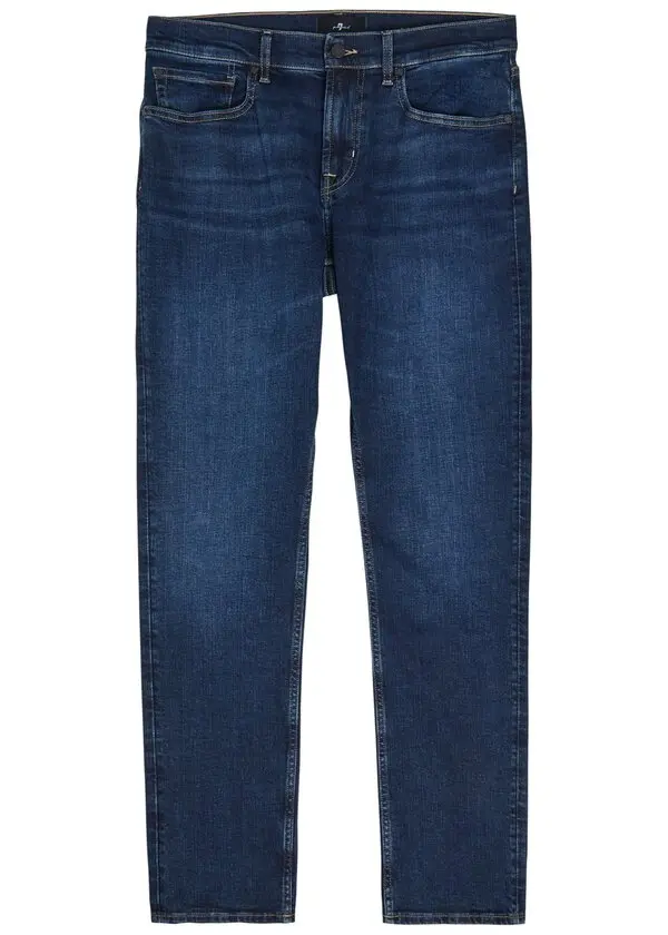 7 For All Mankind Slimmy Stretch-denim Jeans - Dark Blue