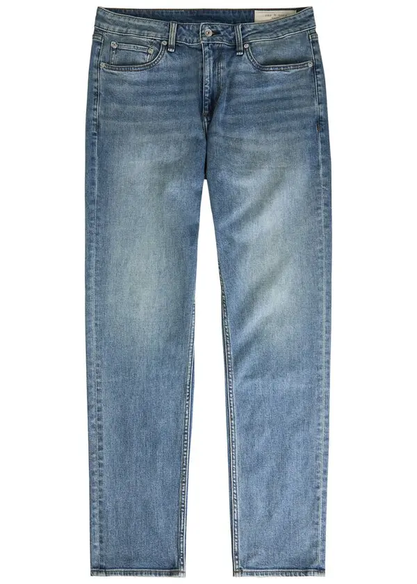 Rag & Bone Straight-leg Stretch-denim Jeans - Mid Blu