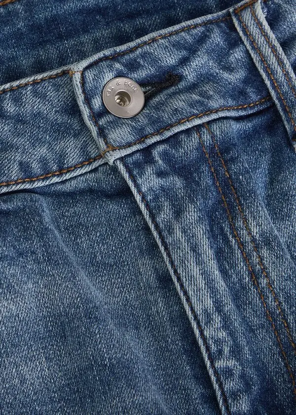 Rag & Bone Straight-leg Stretch-denim Jeans - Mid Blu