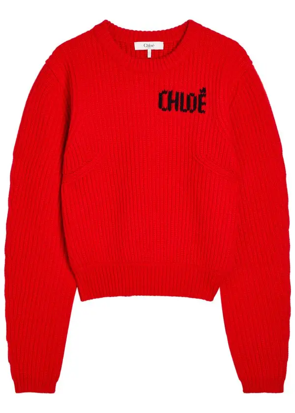 Chloé Logo Wool And Cashmere-blend Jumper