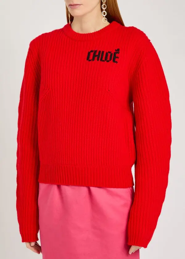 Chloé Logo Wool And Cashmere-blend Jumper