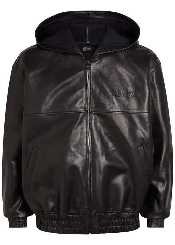 Amiri Logo-appliquéd Hooded Leather Jacket
