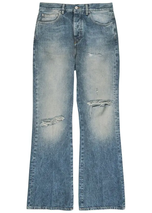 Amiri Slashed Distressed Bootcut Jeans
