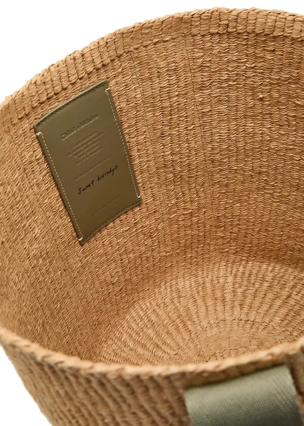 Chloé Woody Logo-embroidered Raffia Basket Bag - Green