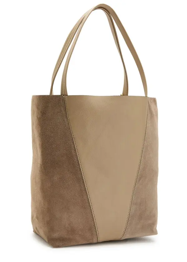 Chloé Spin Medium Panelled Suede Tote Bag - Taupe