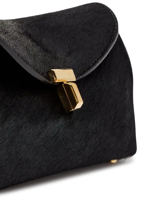 TOTEME T-lock Mini Pony Hair Clutch - Black