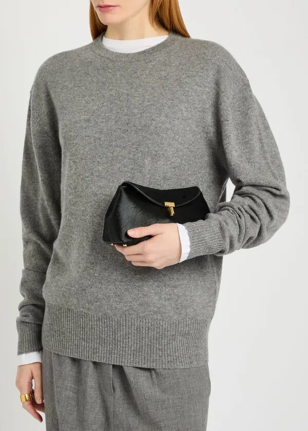 TOTEME T-lock Mini Pony Hair Clutch - Black