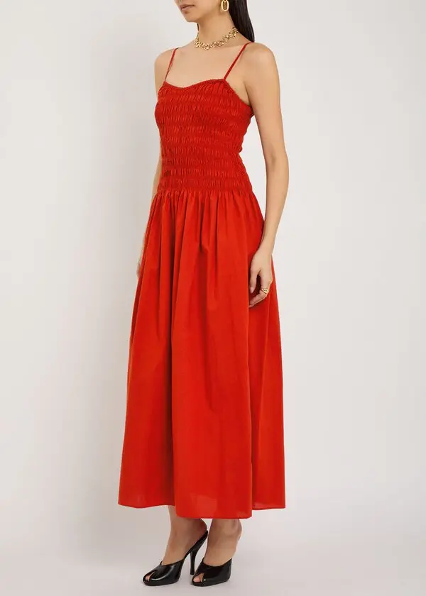 knee length dresses for ladies Blue Araceli Gathered Maxi Dress main image 1