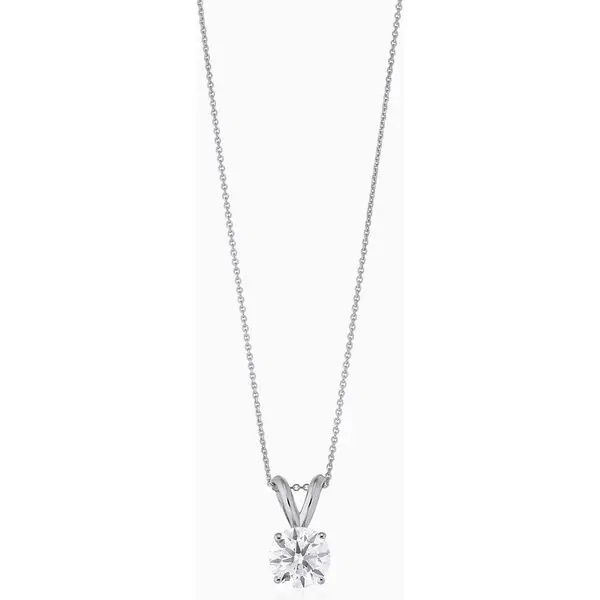ORADINA 14k Solid Gold 1.5 Carat Lab Diamond Solitaire Necklace - White Gold/ Lab Diamonds